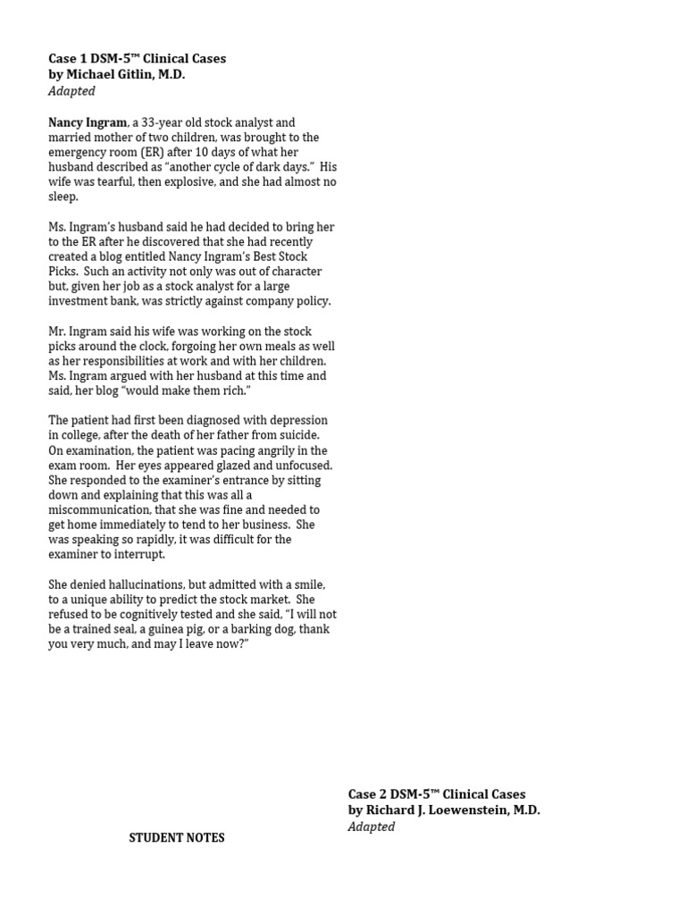 DSM 5 Case Studies Student Pages | Download Free PDF | Epilepsy | Sleep