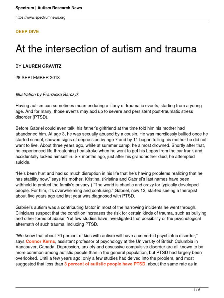 Intersection Autism Trauma | PDF | Autism Spectrum | Psychological Trauma
