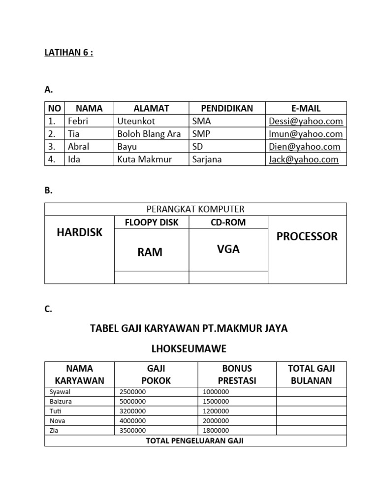 Latihan 6 Tik | PDF
