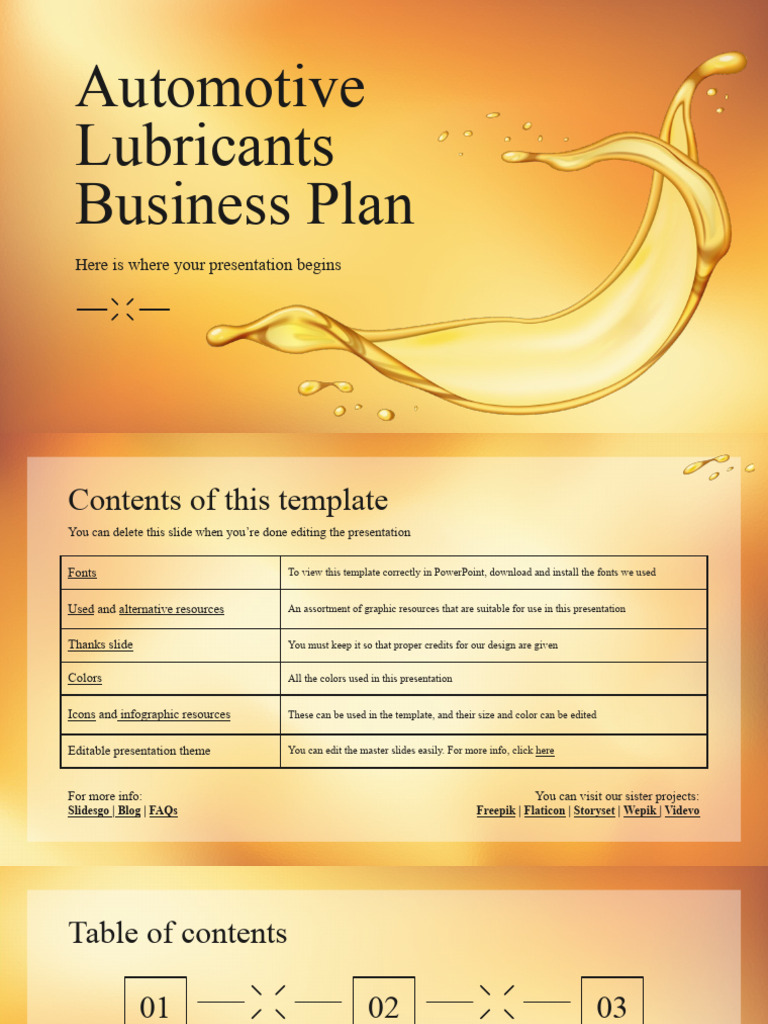 Automotive Lubricants Business Plan by Slidesgo | PDF | Marketing | Sales