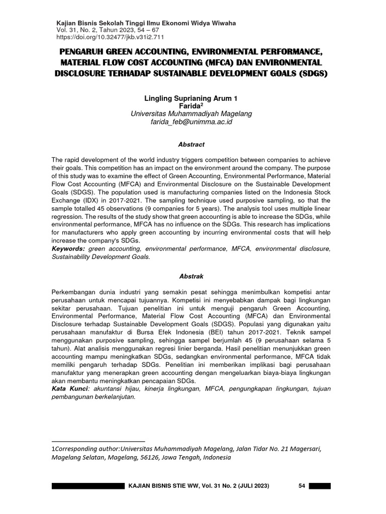 Finish 54-67 - Pengaruh Green Accounting, Environmental Performance, Material Flow Cost ...
