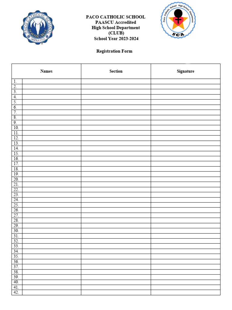Format of Registration Form | PDF