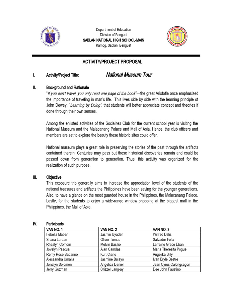 Activity Proposal National Museum | PDF | Food And Drink | Eating ...