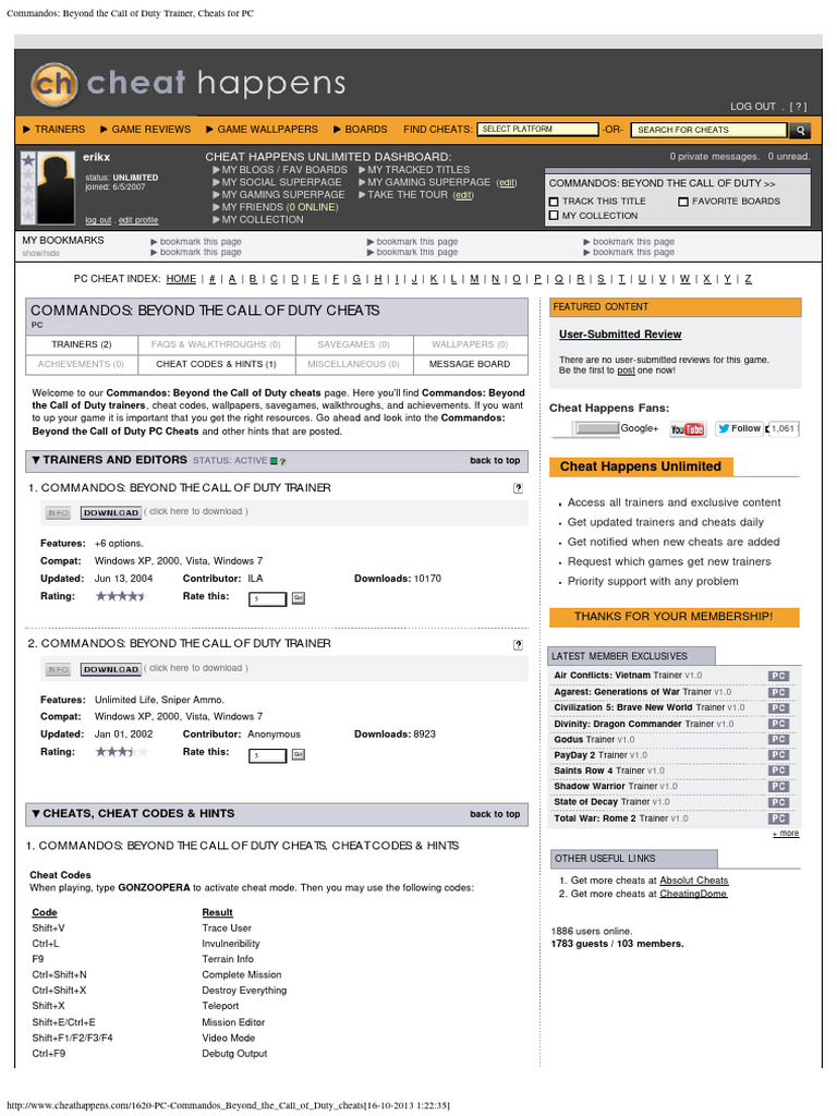 Commandos - Beyond The Call of Duty Trainer, Cheats For PC | PDF ...