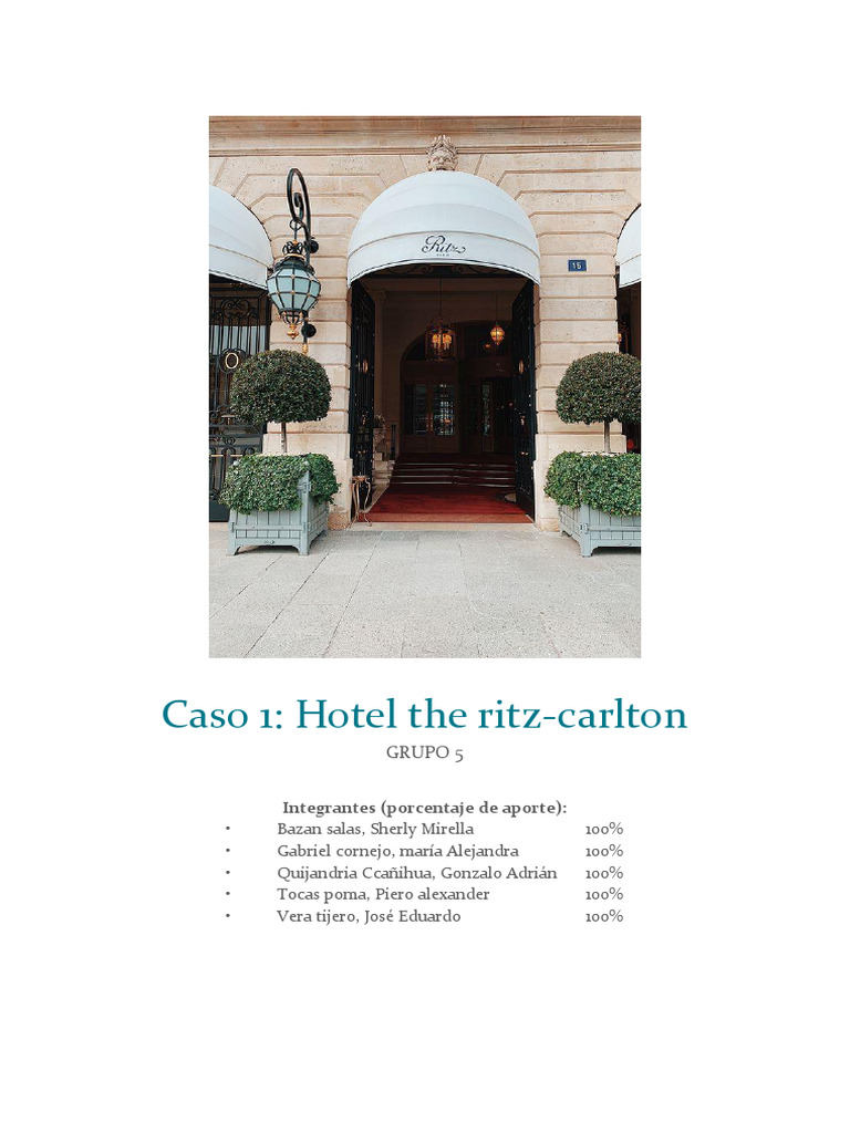 Caso 1 - The Ritz-Carlton-Grupo5 | PDF