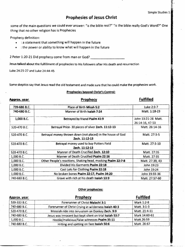Prophesies of Jesus Christ | PDF | Jesus | Prophecy