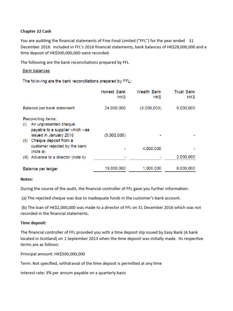 Audit Adjustments for FFL 2016 | PDF | Banks | Deposit Account