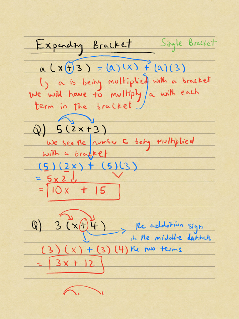 Expanding Single Brackets | PDF