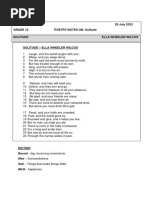 Grade 12 English HL Poetry Text With Notes - Revised 2024 | PDF | Poetry