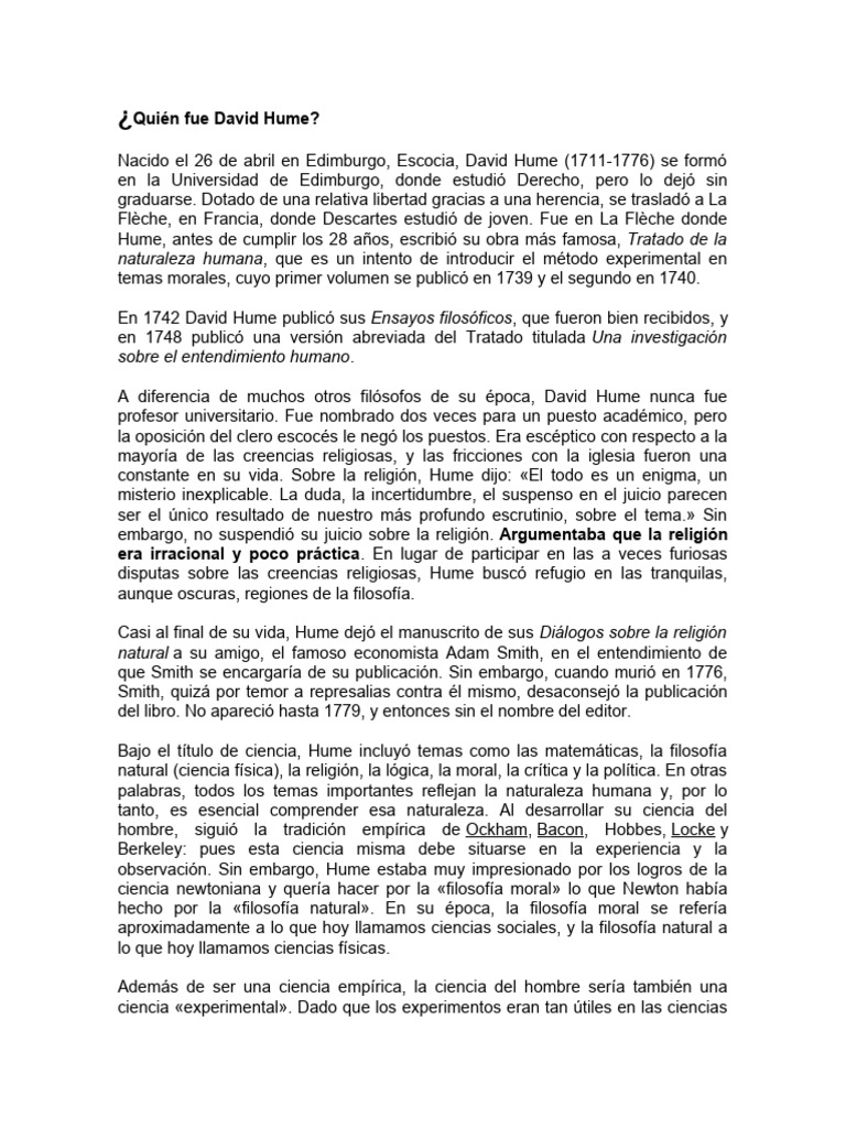 Quién Fue David Hume | PDF | David Hume | Causalidad