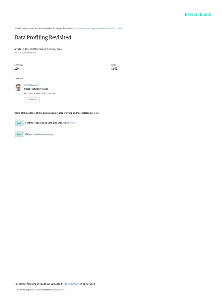 Data Profiling Vision Felix Naumann | PDF | Databases | Metadata