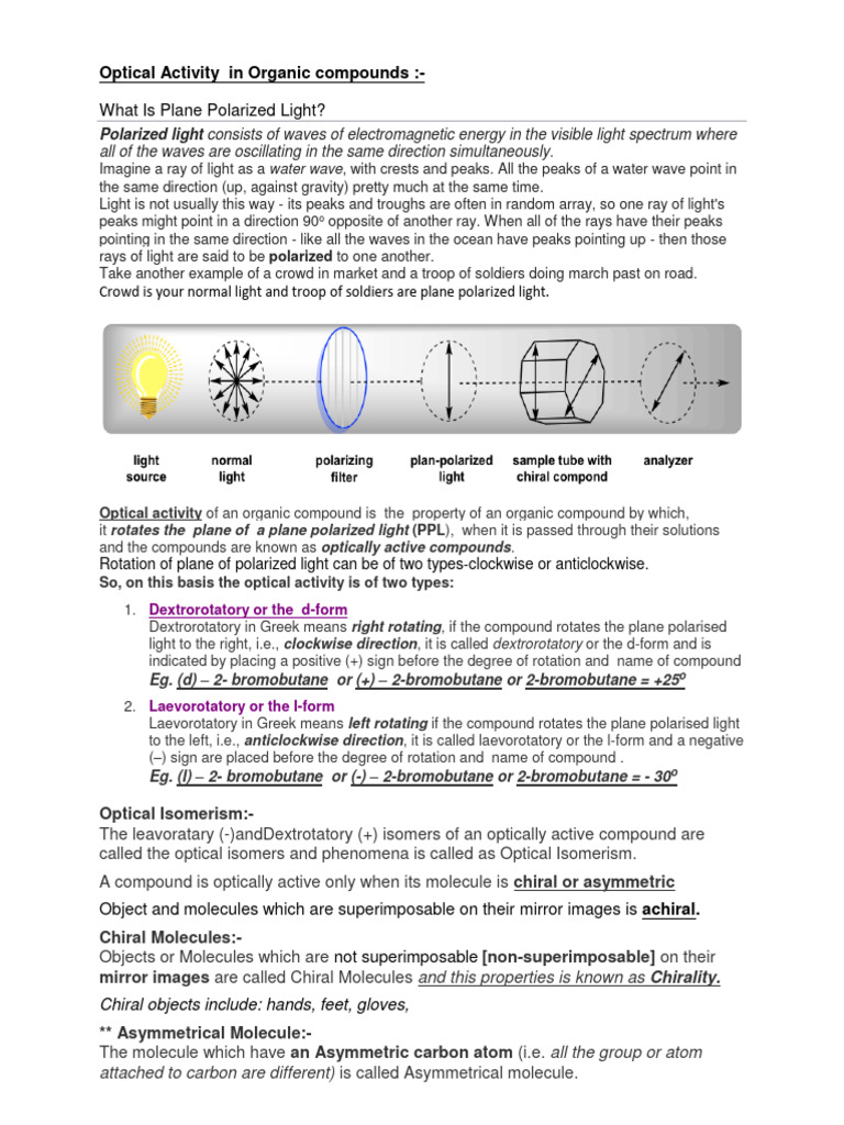 Optical Activity | Download Free PDF | Chirality (Chemistry) | Isomer