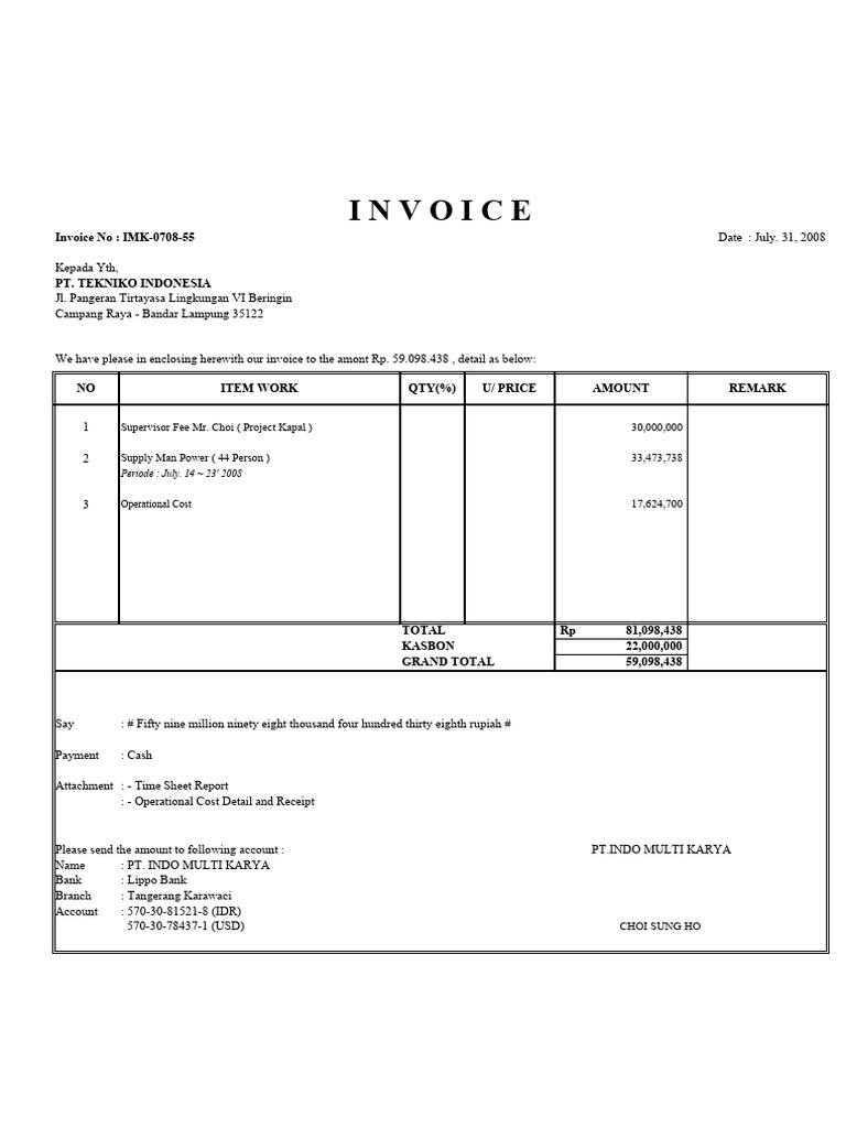Invoice Kapal | PDF