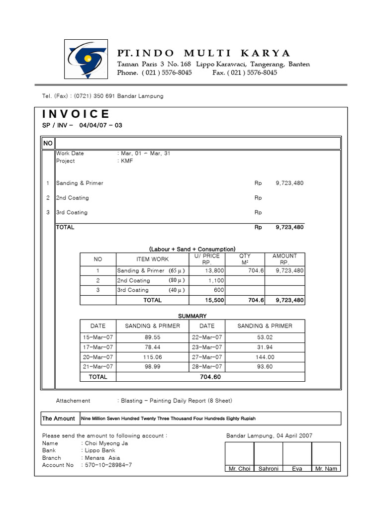 Invoice KMF | PDF