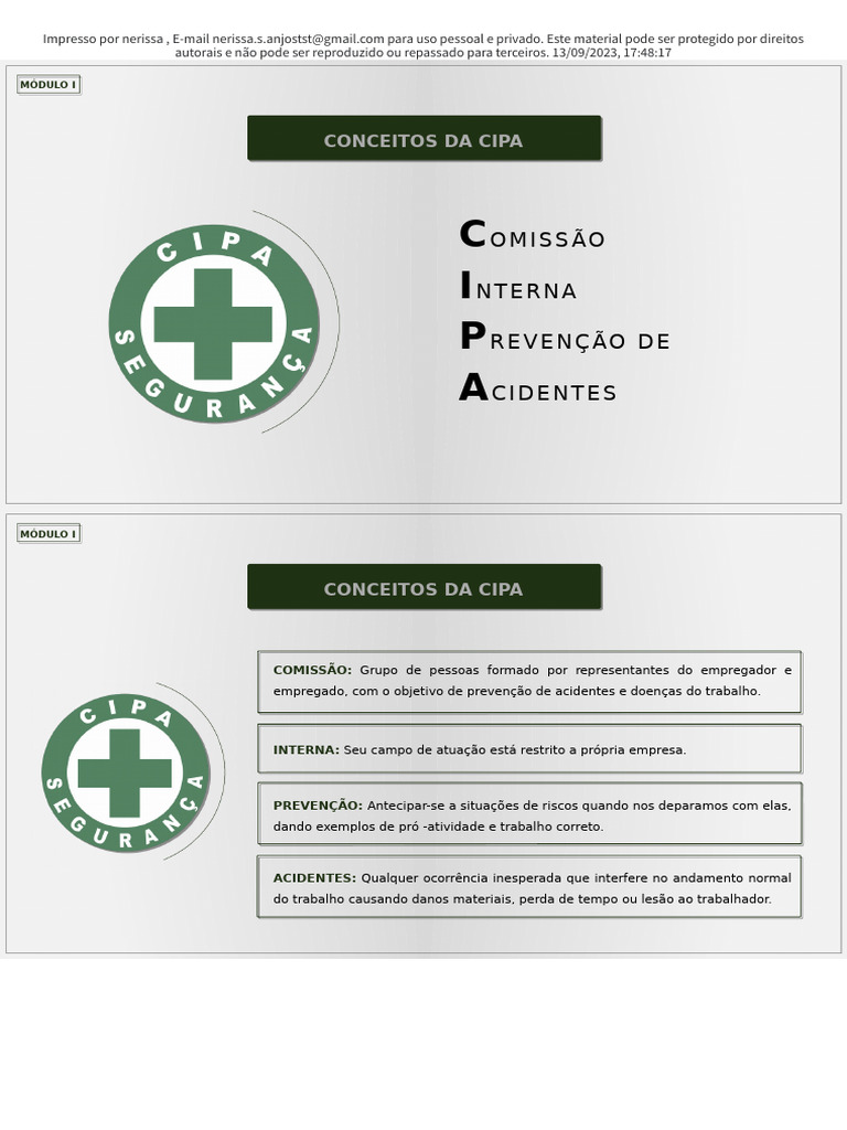 Treinamento de Cipa Atualizado 2023 | PDF