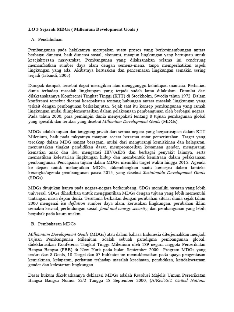 Sejarah MDGs | PDF