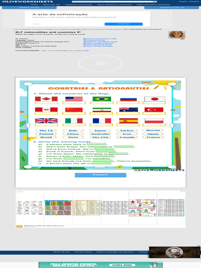 ELT Nationalities and Countries 5º Worksheet | PDF