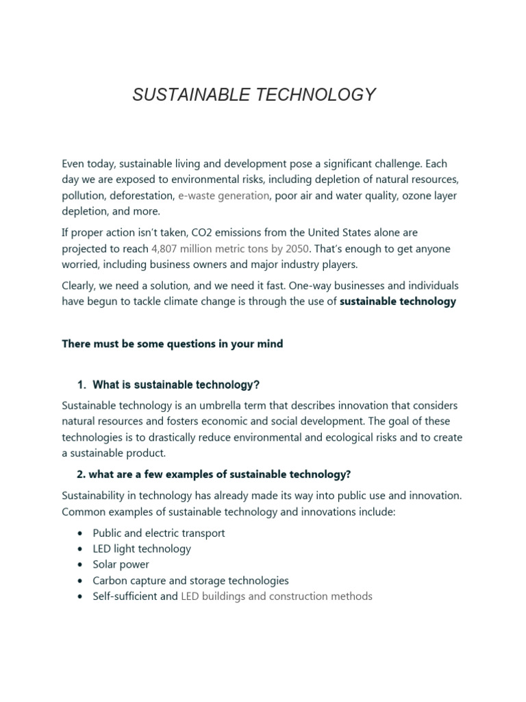 Sustainable Technology | PDF