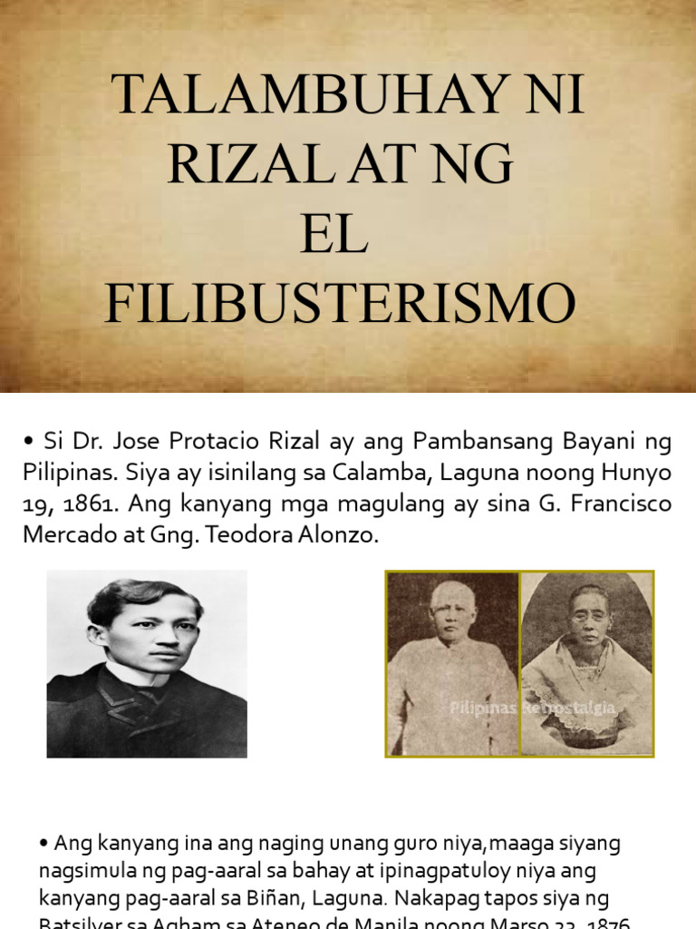 Ang Talambuhay Ni Rizal at NG El Filibusterismo - Mapalo - 10-Love ...