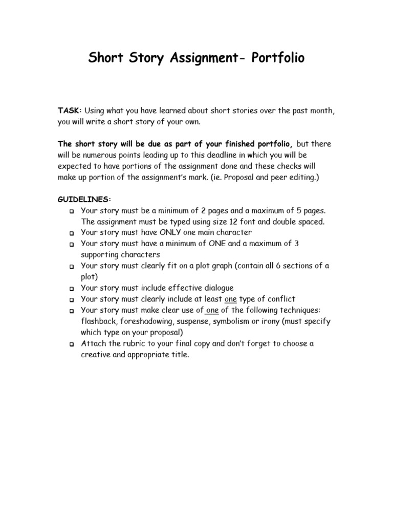 Short Story Assignment | PDF | Plot (Narrative) Short Story Assignment | PDF | Plot (Narrative)