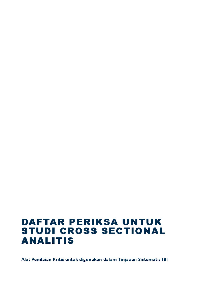 Checklist For Analytical Cross Sectional Studies | PDF