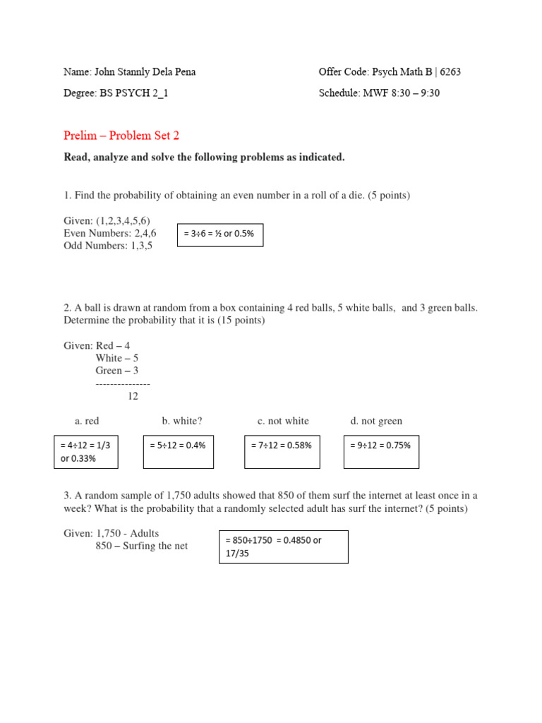 Psych Math Prelim Set 2 | PDF