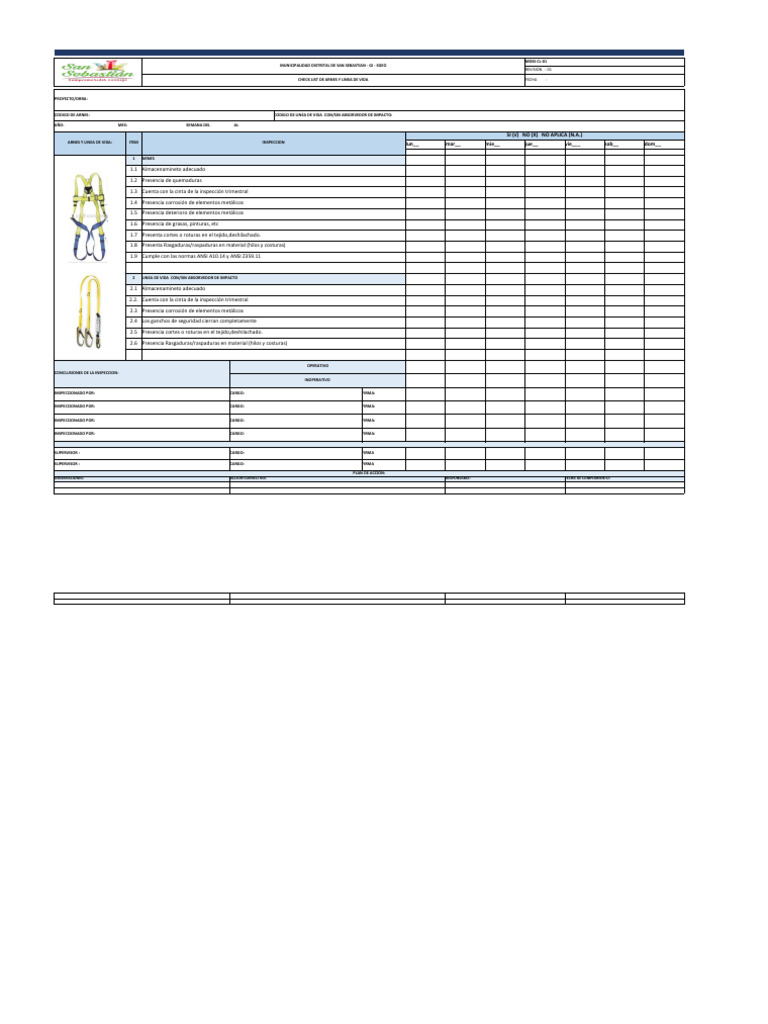 01 Check List Arnes y Linea de Vida | PDF