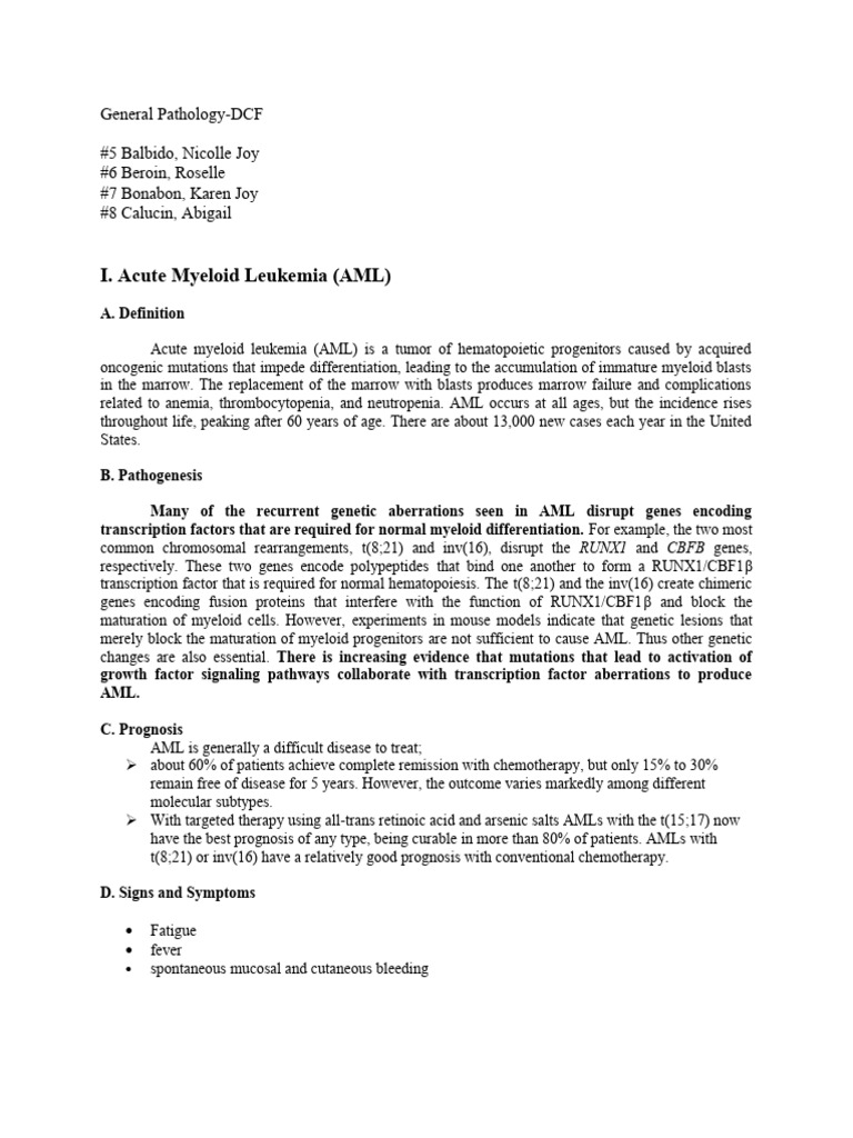 AML, CML, ALL, CLL, Hemophilia | PDF | Haemophilia | Causes Of Death