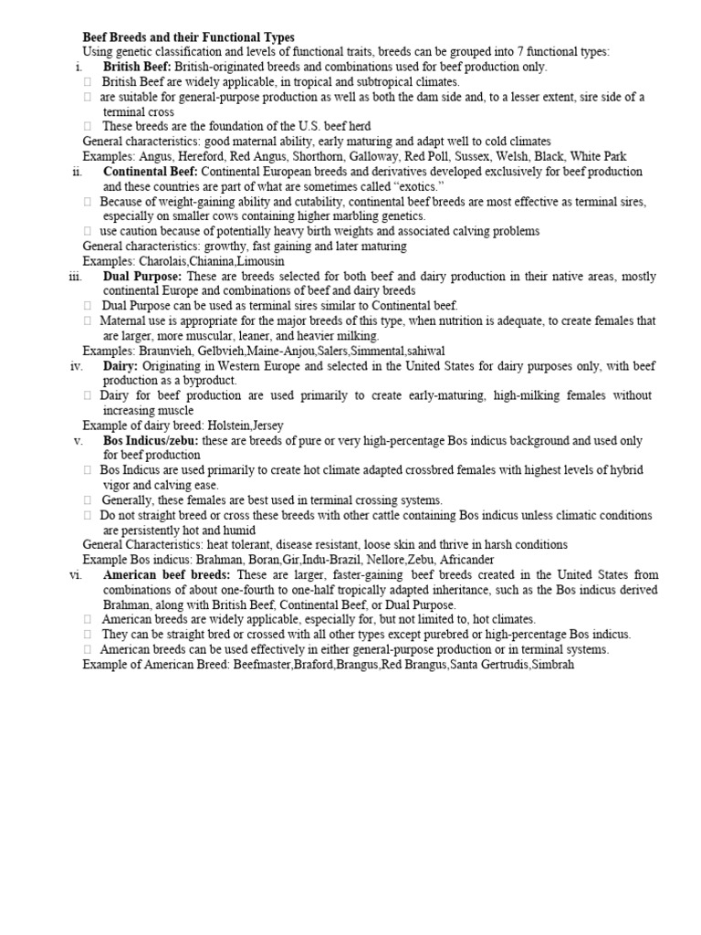 Overview of Beef Cattle Breeds | PDF | Cattle | Breeding