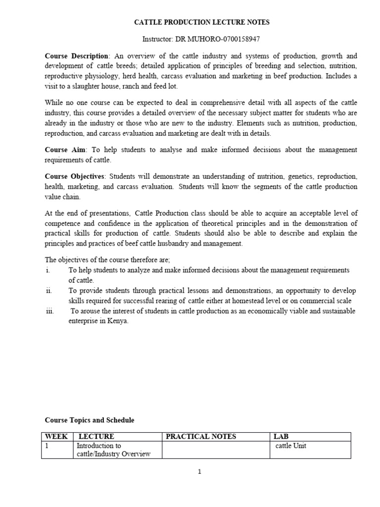 Cattle Production Overview and Management | PDF | Cattle | Dairy Cattle
