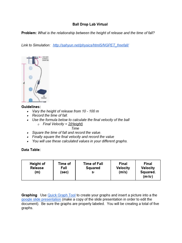Ball Drop Lab Virtual | PDF | Teaching Methods & Materials | Computers