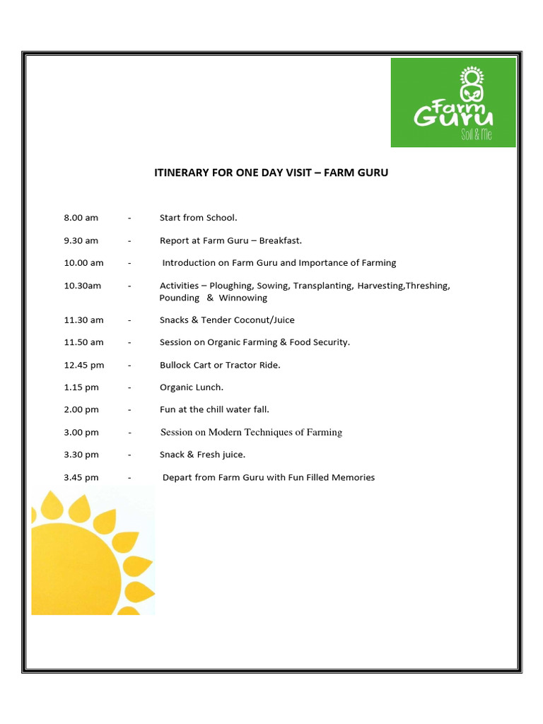 Farm Guru Itinerary | PDF