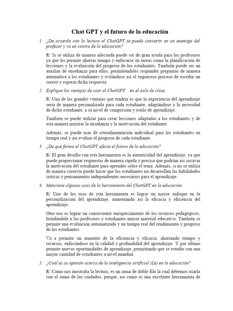 Chat GPT y El Futuro de La Educación | PDF | Aprendizaje | Enseñando