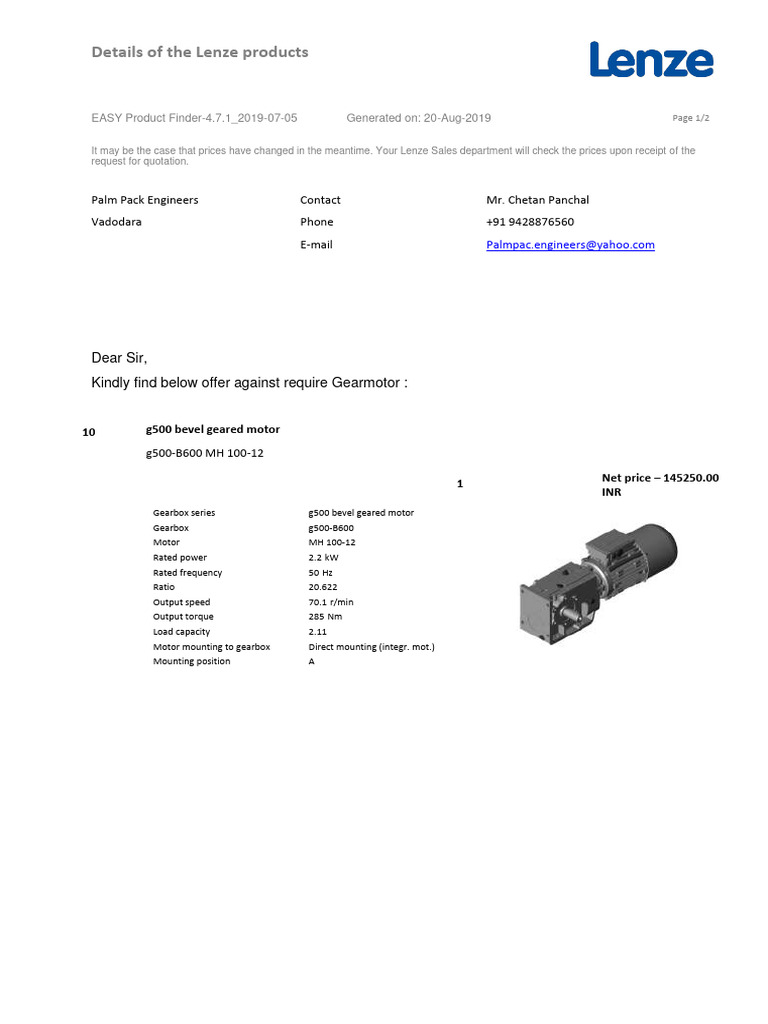 Lenze Gearmotor | PDF