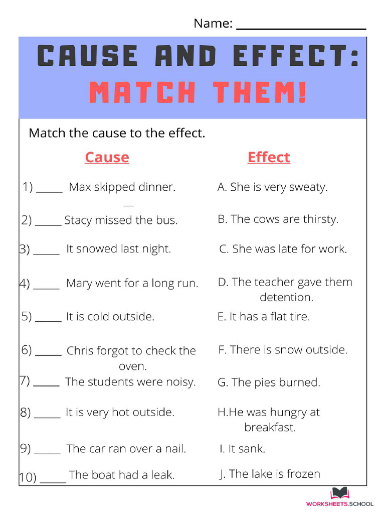 Cause & Effect Worksheets | PDF