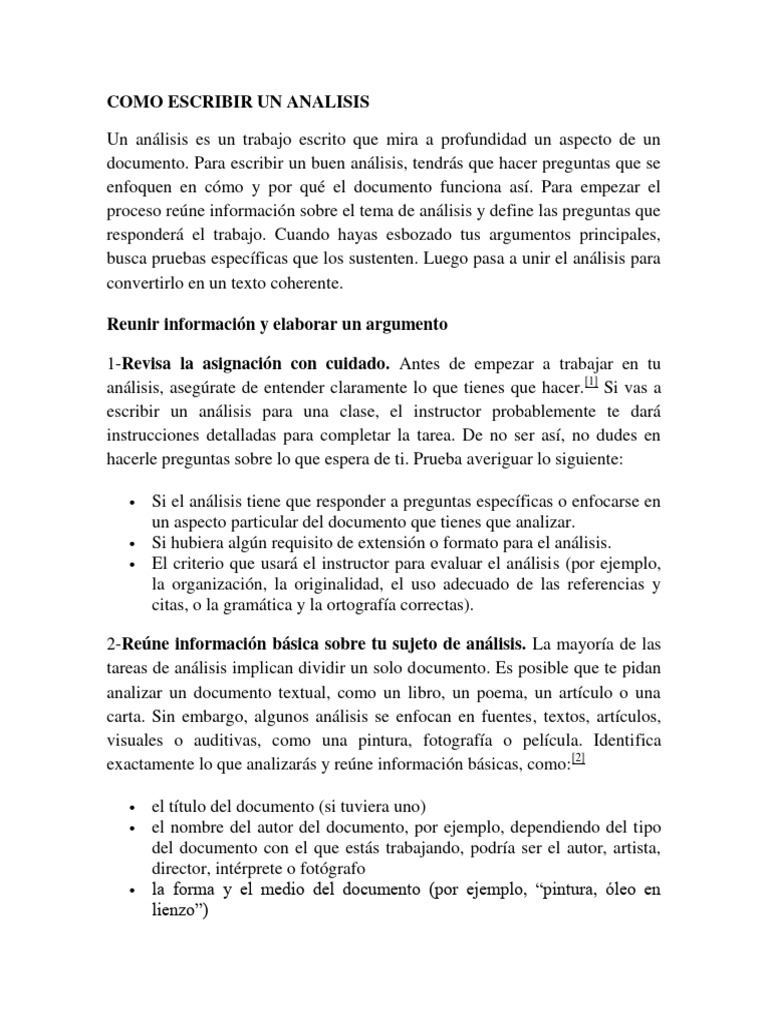 Como Elaborar Un Análisis | PDF | Ensayos | Póster