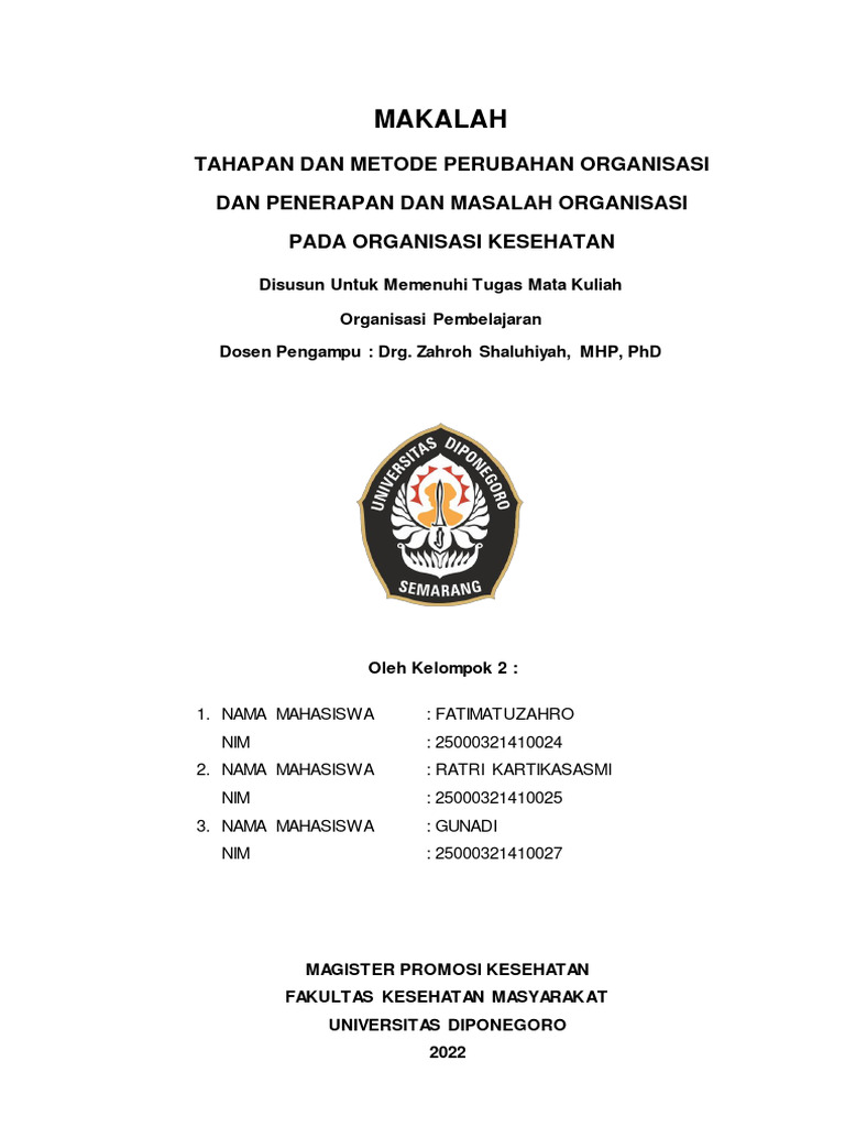 Paper Kelompok 2 - Tahapan Dan Metode Perubahan Organisasi | PDF ... Paper Kelompok 2 - Tahapan Dan Metode Perubahan Organisasi | PDF ...
