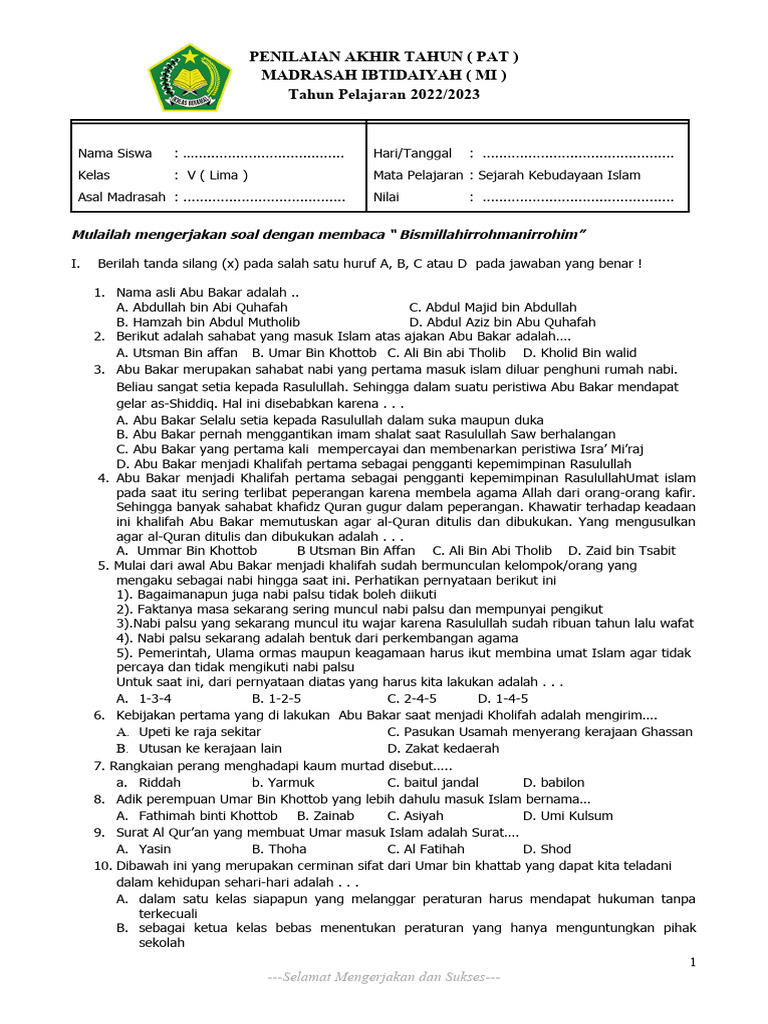 4.format Soal PAT - Fix | PDF