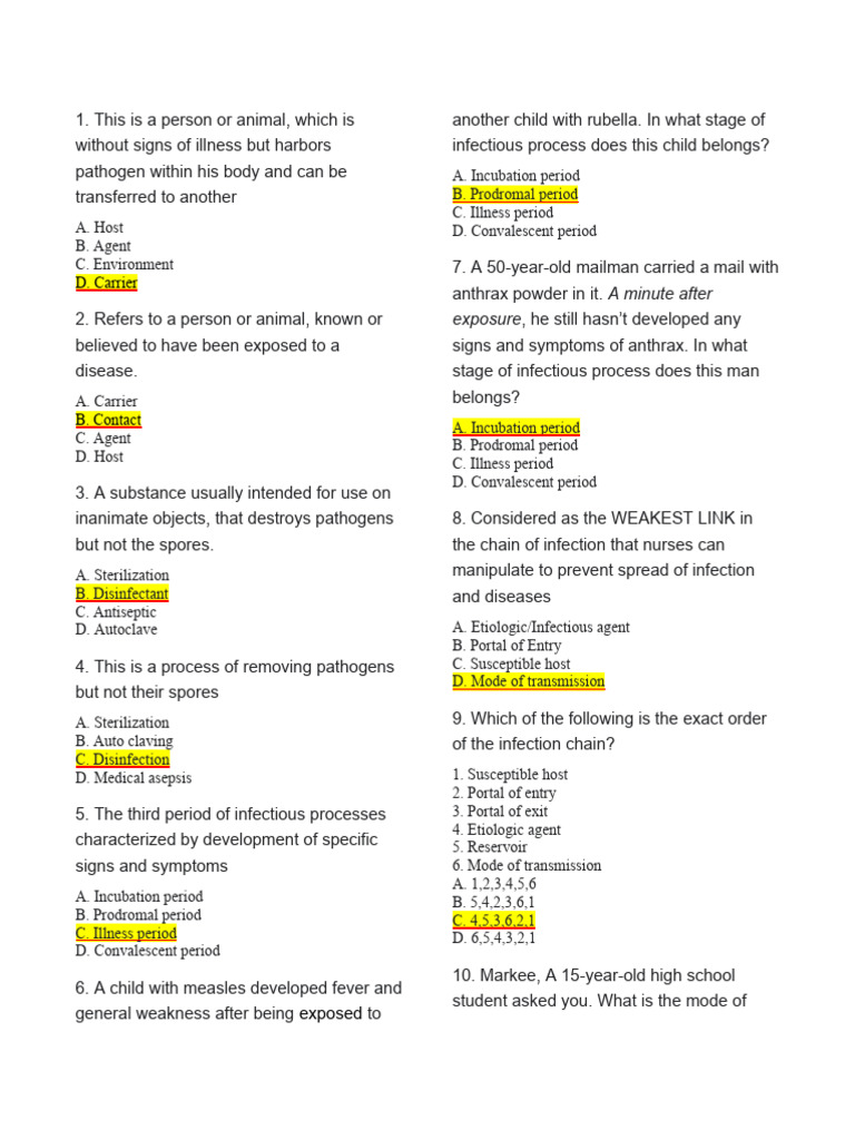 Communicable Diseases Exam Questions | PDF | Infection | Measles