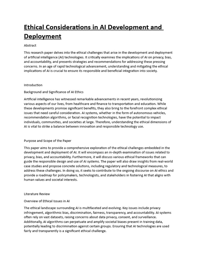 Ethical Considerations in AI Development and Deployment | PDF | Artificial Intelligence ...