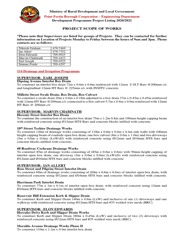 DP Projects 2020-2021 Scope of Works | PDF | Road Surface | Road