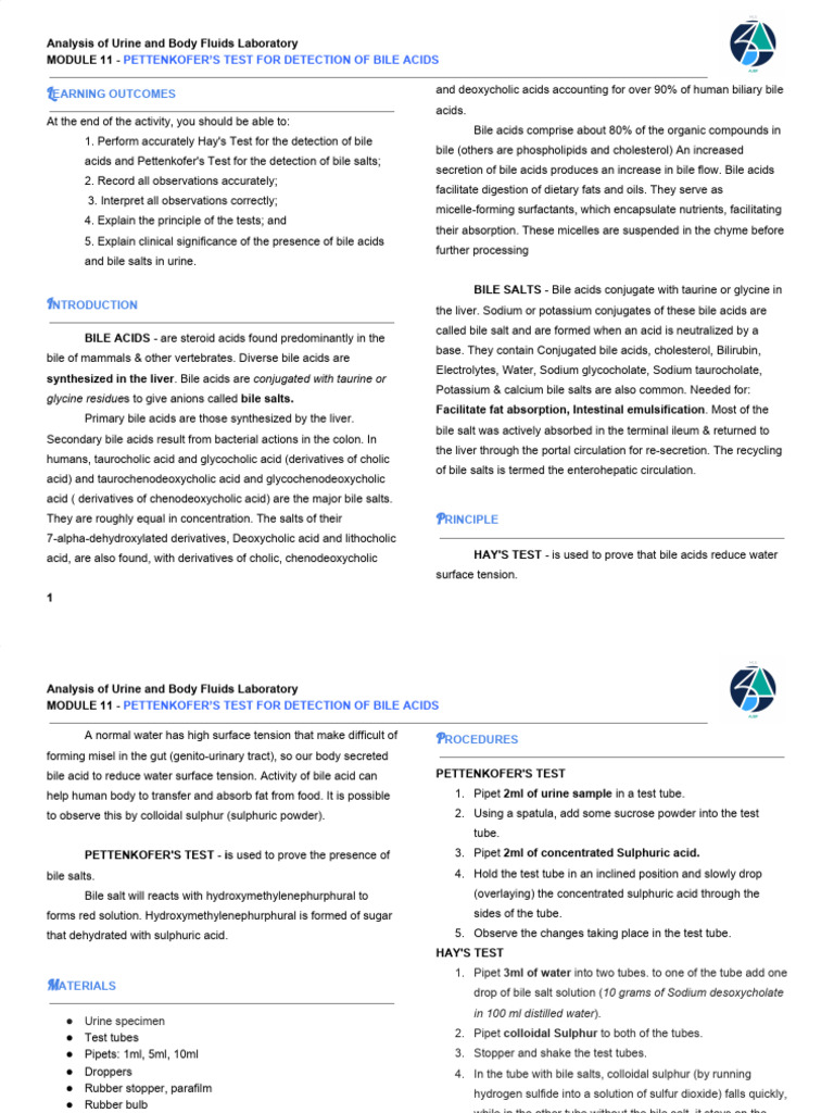 Aubf Module 11 Bile Acids | PDF | Bile | Gastroenterology
