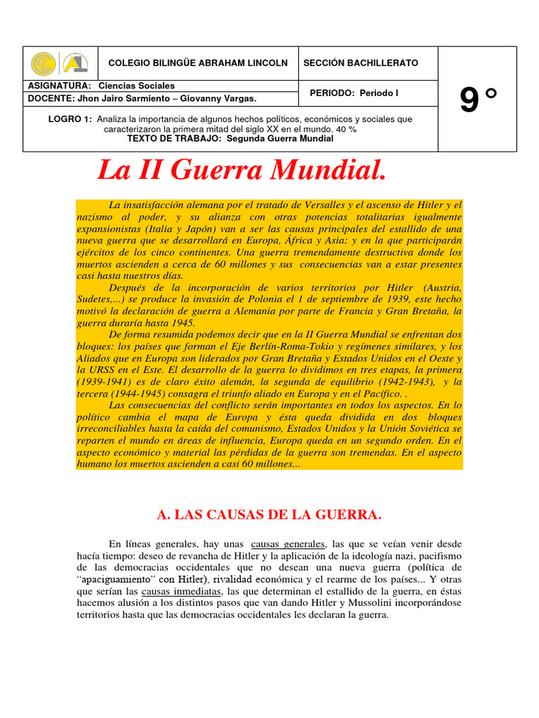 Lectura La Segunda Guerra Mundial | PDF | Alemania nazi | Segunda ...