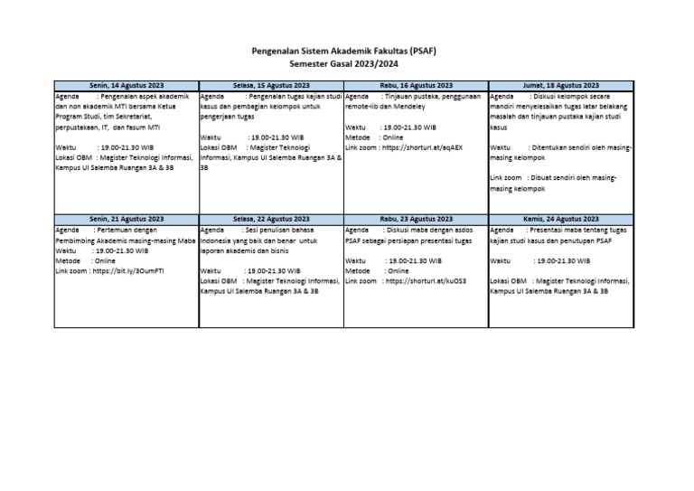 Pengenalan PSAF untuk Maba MTI UI | PDF