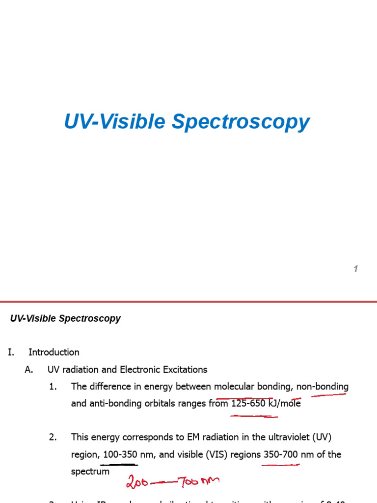UV Visible Spectroscopy ECEppt | PDF | Ultraviolet–Visible Spectroscopy ...