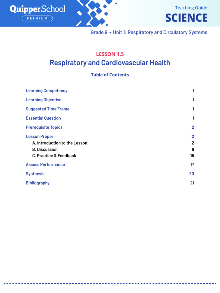 ME Sci 9 Q1 0105 TG | PDF | Respiratory Tract | Physiology