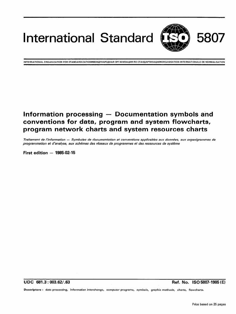 ISO 5807 - 1985 (ENG) - Diagrama de Flujo (R2019) | PDF | International Organization For ...