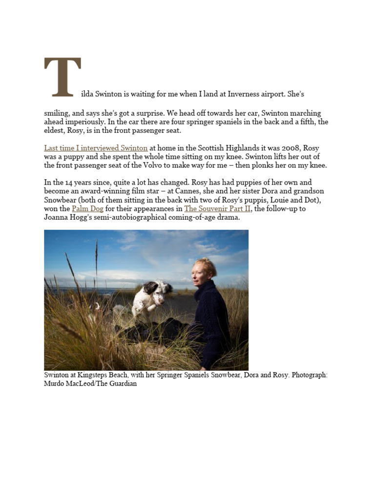 Tilda Swinton - The Guardian Interview (Jan 2022) | PDF
