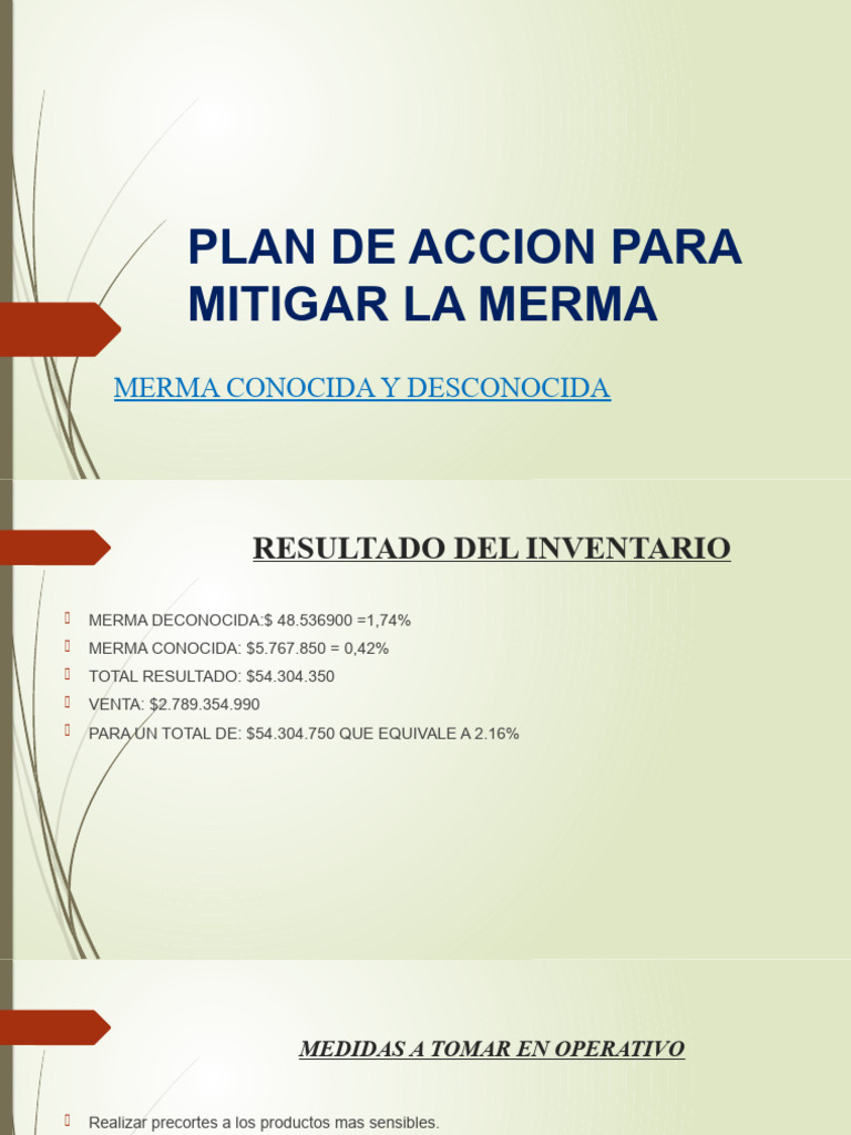 Plan de Accion Para Mitigar La Merma | PDF