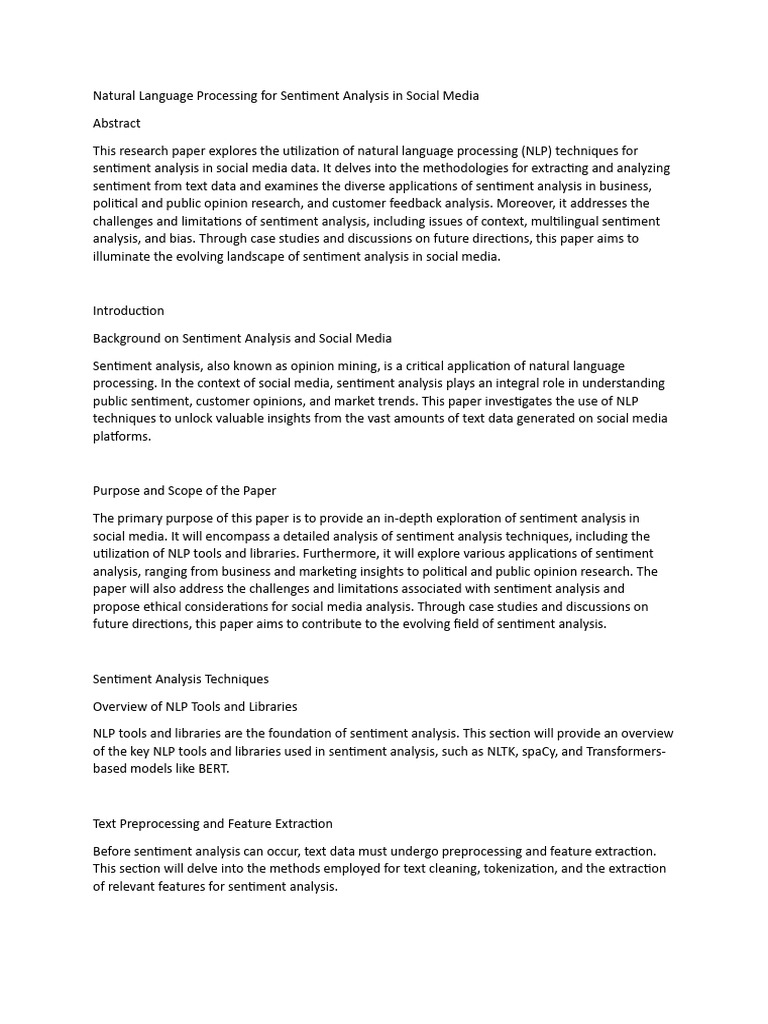 Natural Language Processing For Sentiment Analysis in Social Media ...